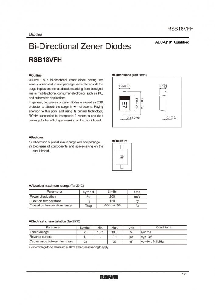 RSB18VFHTE-17 technical document page 1