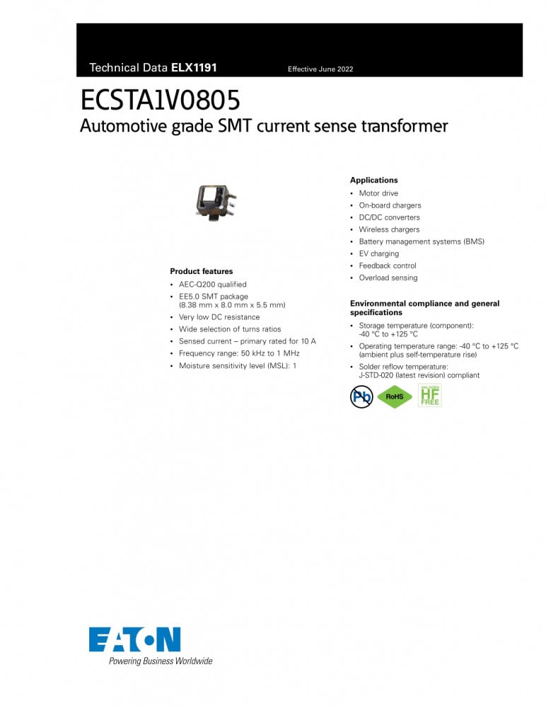 ECSTA1V0805 product features and specifications