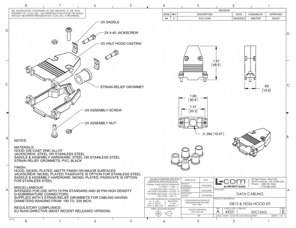 L-com SDC15AG technical drawing