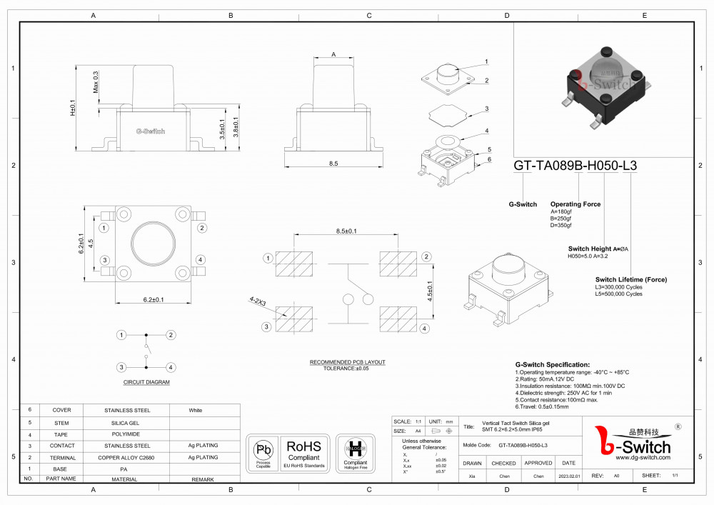 GT-TA089B-H050-L3 technical document page