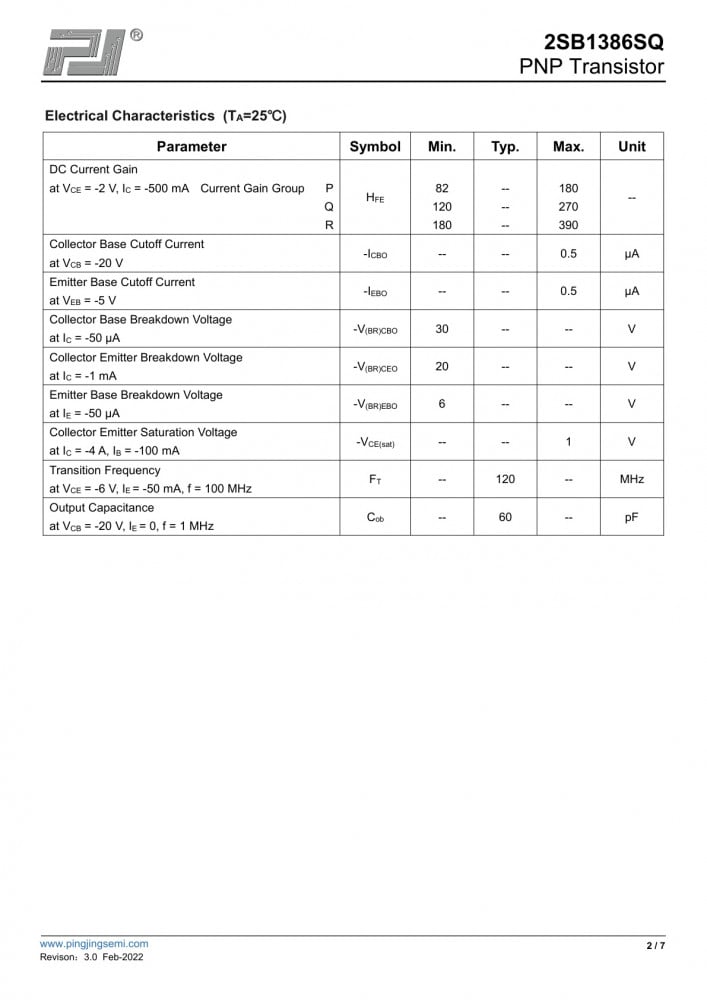 2SB1386SQ-R datasheet page 2