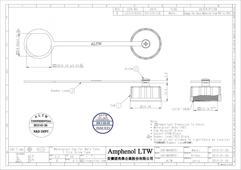 Amphenol LTW CAP-WACMSPC1 technical drawing preview