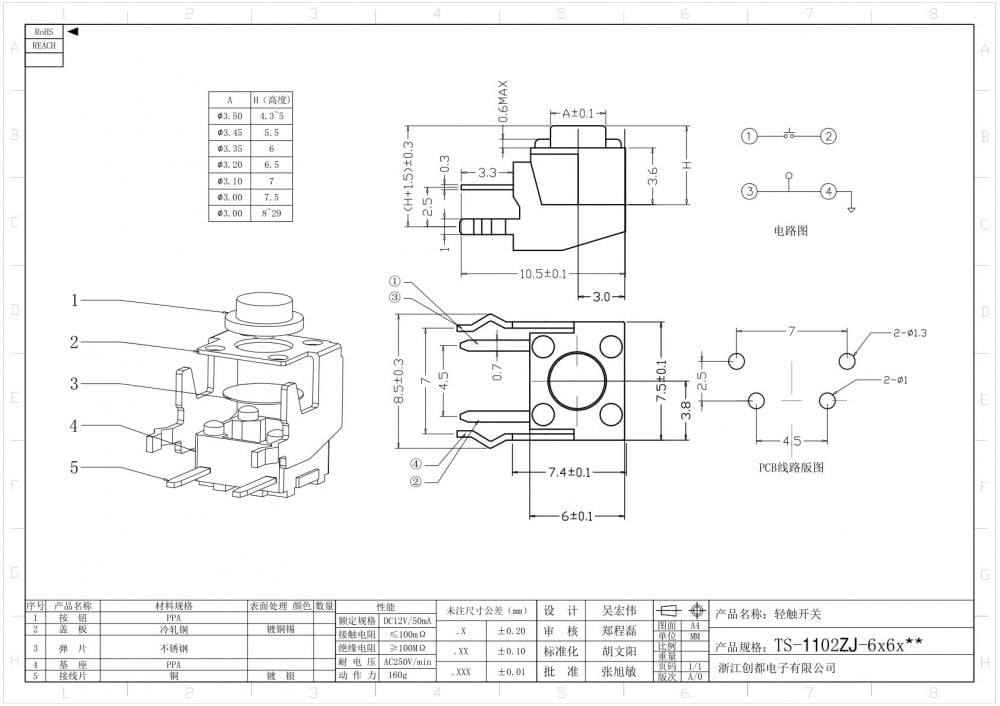 CAX TS-1102ZJ-6x6x4.3 specification page 2