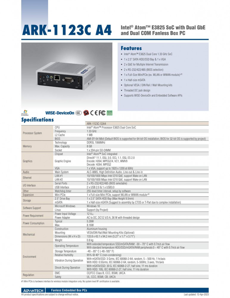 ARK-1123C product documentation, page 1