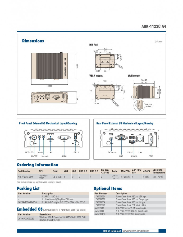 ARK-1123C product documentation, page 2