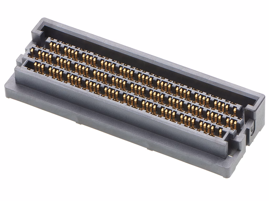 Mirror Mezz Hermaphroditic Connector, 5.50mm Connector Height, BGA-Attach Mounting, 10 Pair, 7 Row, 292 Circuits, 0.76µm Gold (Au) Plating, with Pegs for sale