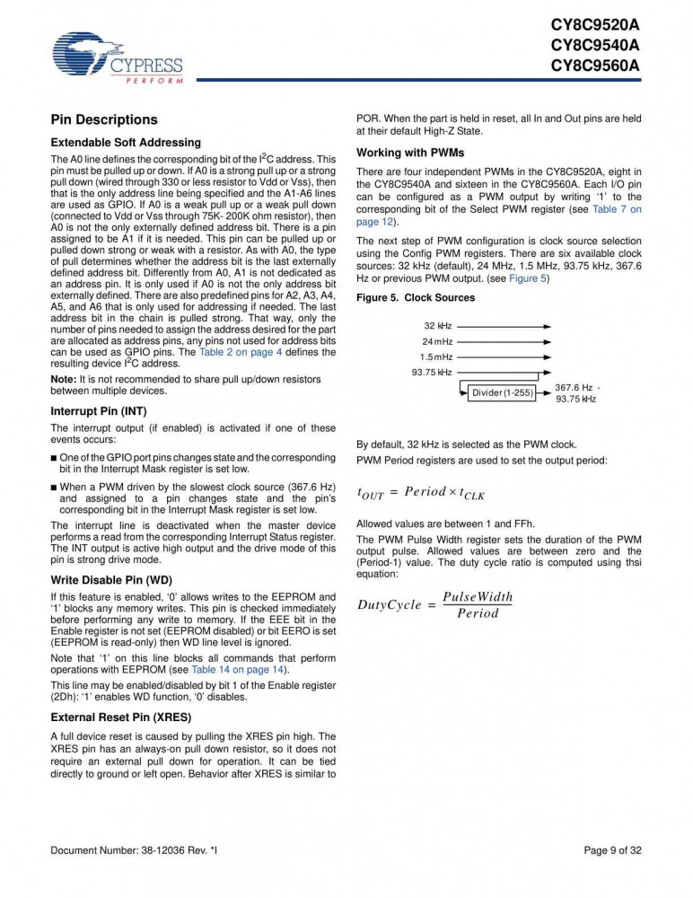 CY8C9540A datasheet page 9