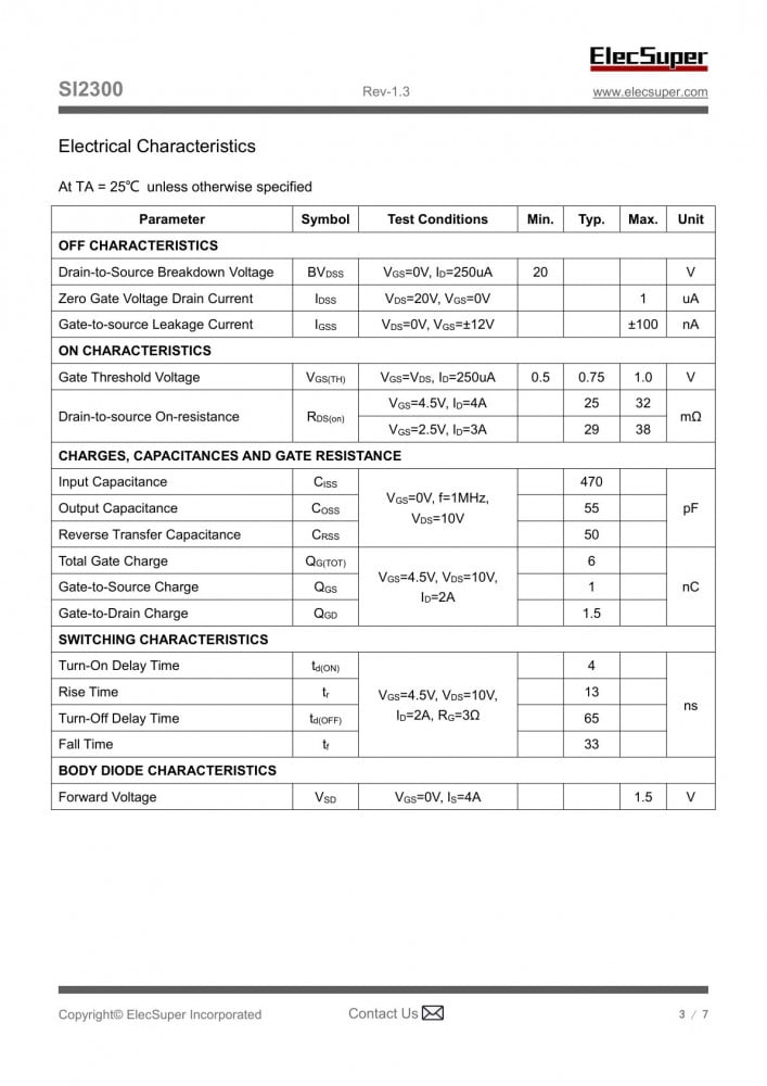 SI2300 datasheet page 3