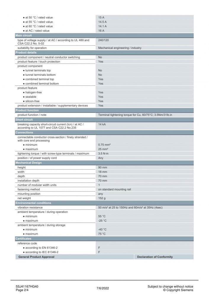 5SJ4116-7HG40 technical document page 2