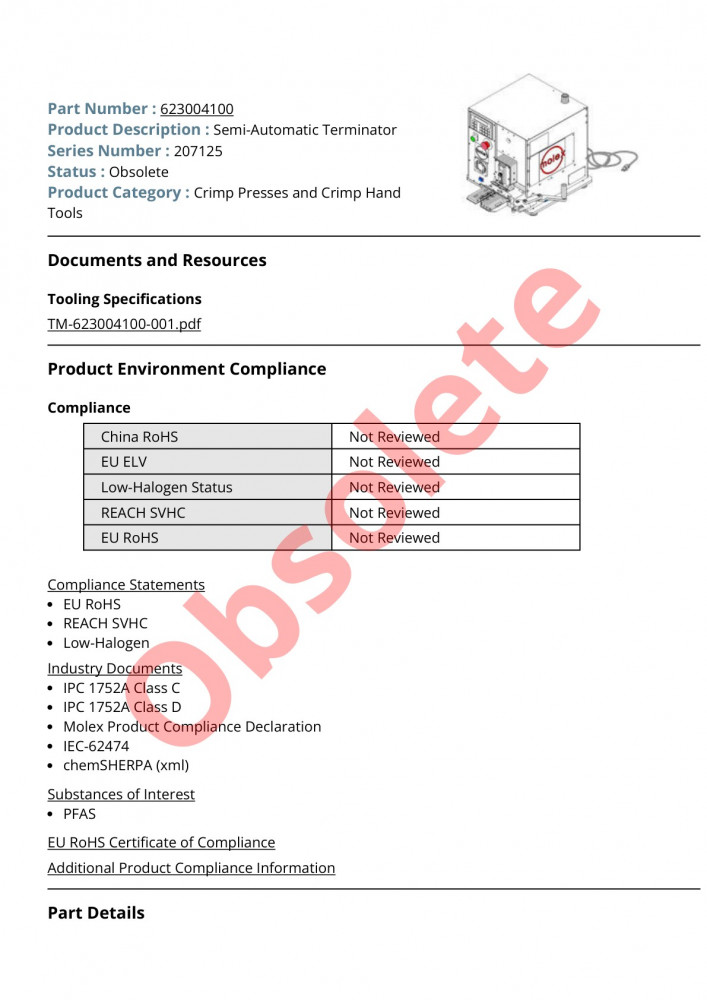 Tooling specification document image, page 1