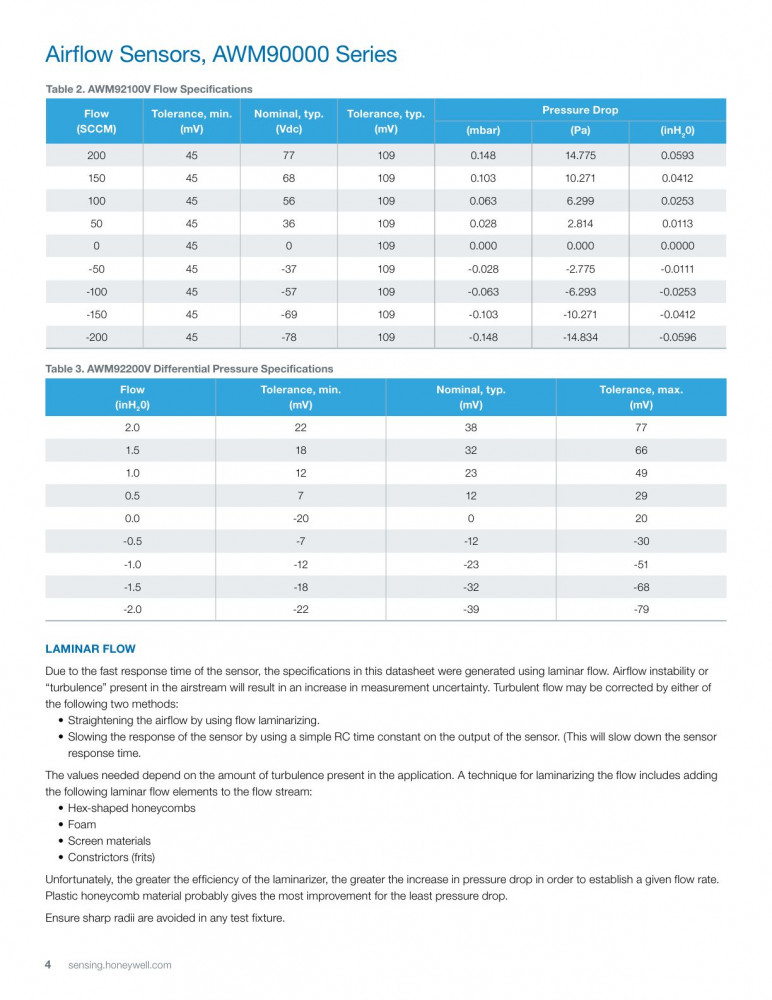 Honeywell airflow sensor document page 4