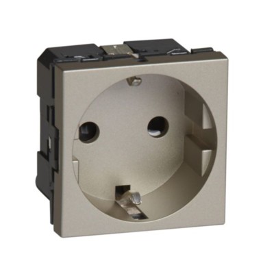 Arteor - Socket outlet - German standard 2P+E shuttered 16A - 2 modules square titanium - Enhanced contact protection IP40 AC 250V for sale