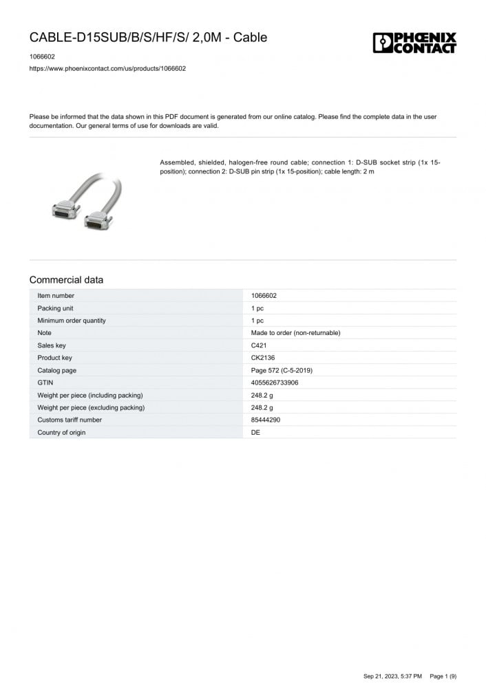 Phoenix Contact 1066602 technical document page 1