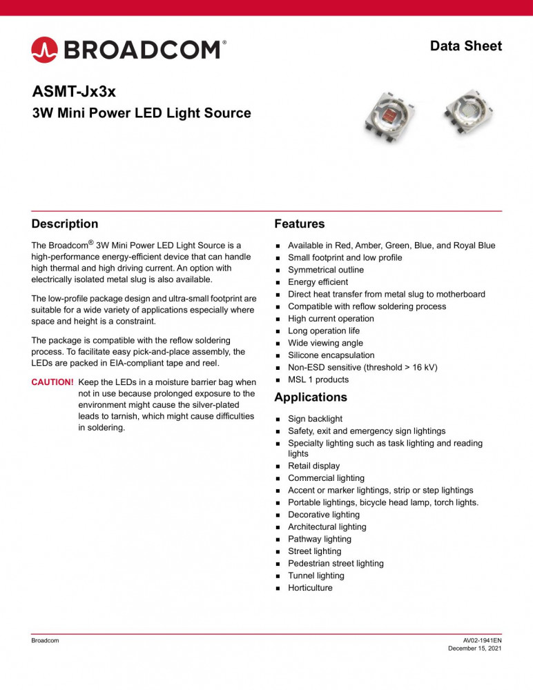 Broadcom ASMT-Jx3x datasheet page 1