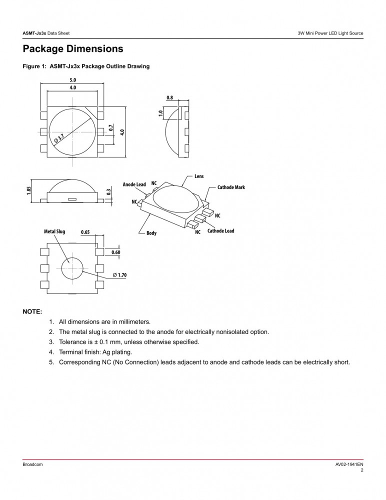 Broadcom ASMT-Jx3x datasheet page 2