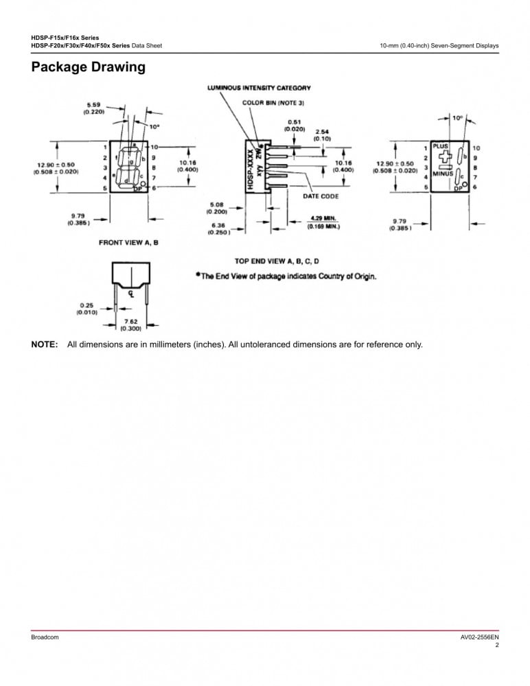 HDSP-F503 datasheet page 2