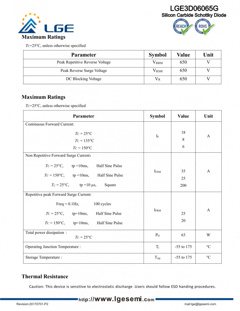 LGE3D06065G datasheet page 2