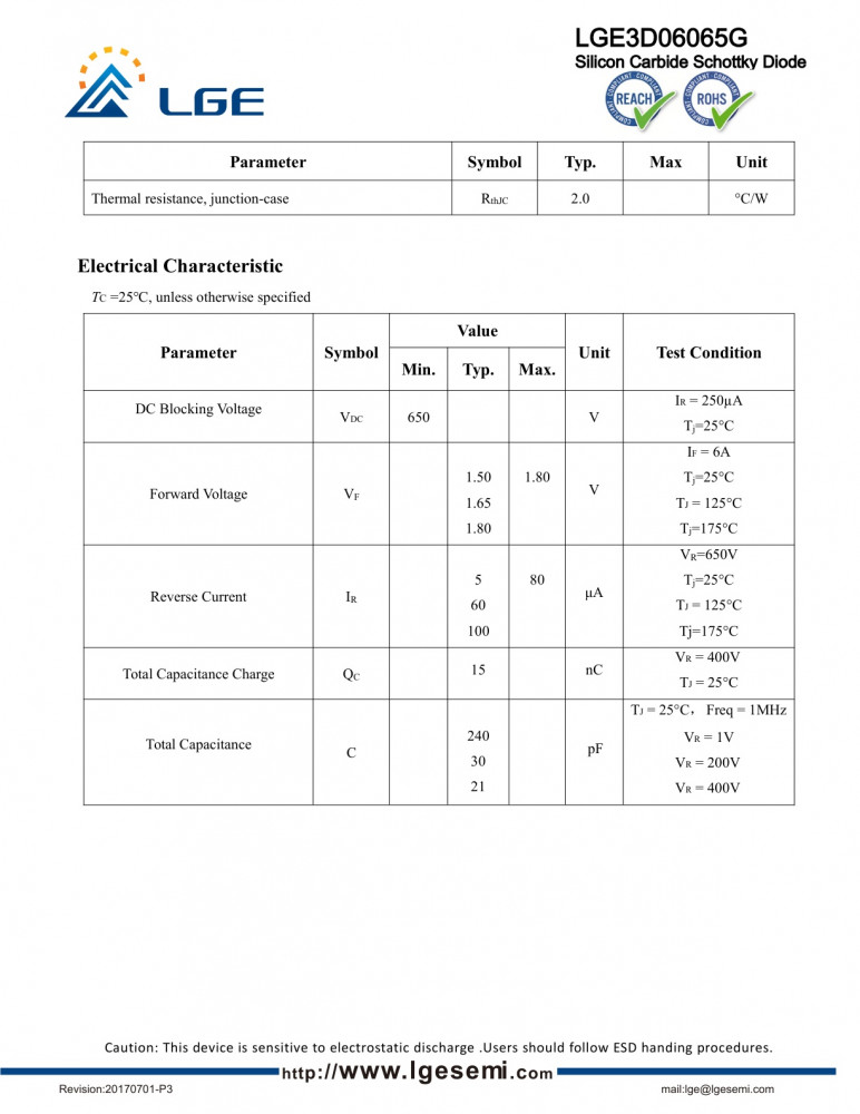 LGE3D06065G datasheet page 3