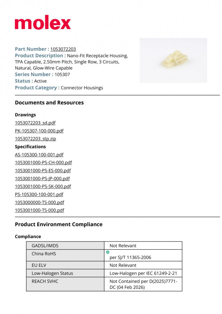 Nano-Fit product specification page 1