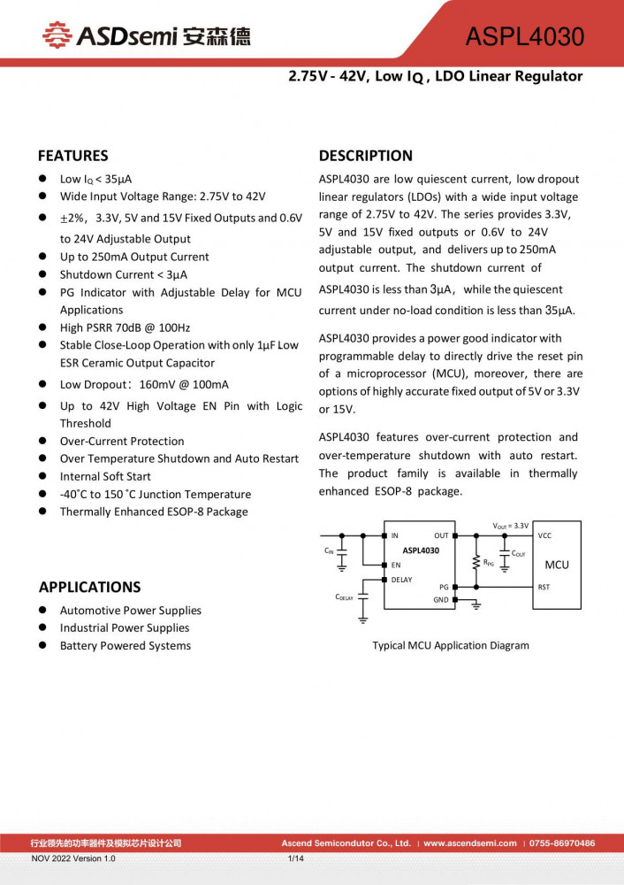 ASPL4030 datasheet page 1