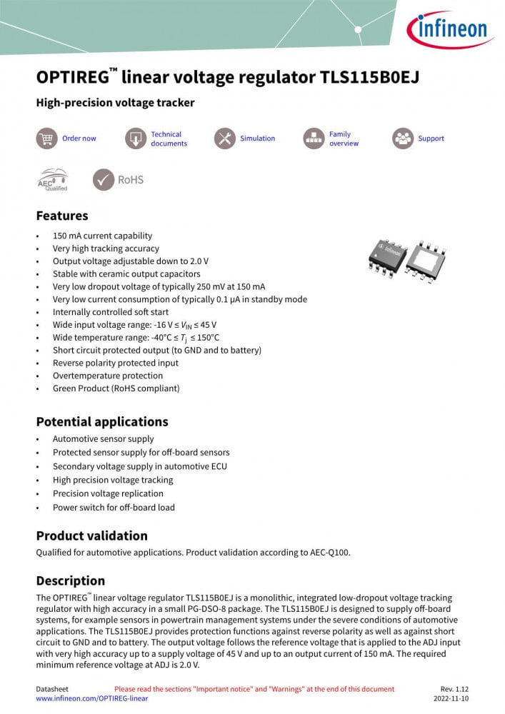 TLS115B0EJ datasheet page 1