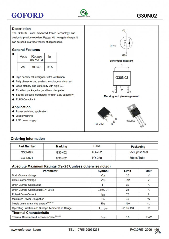 G30N02T datasheet page 1