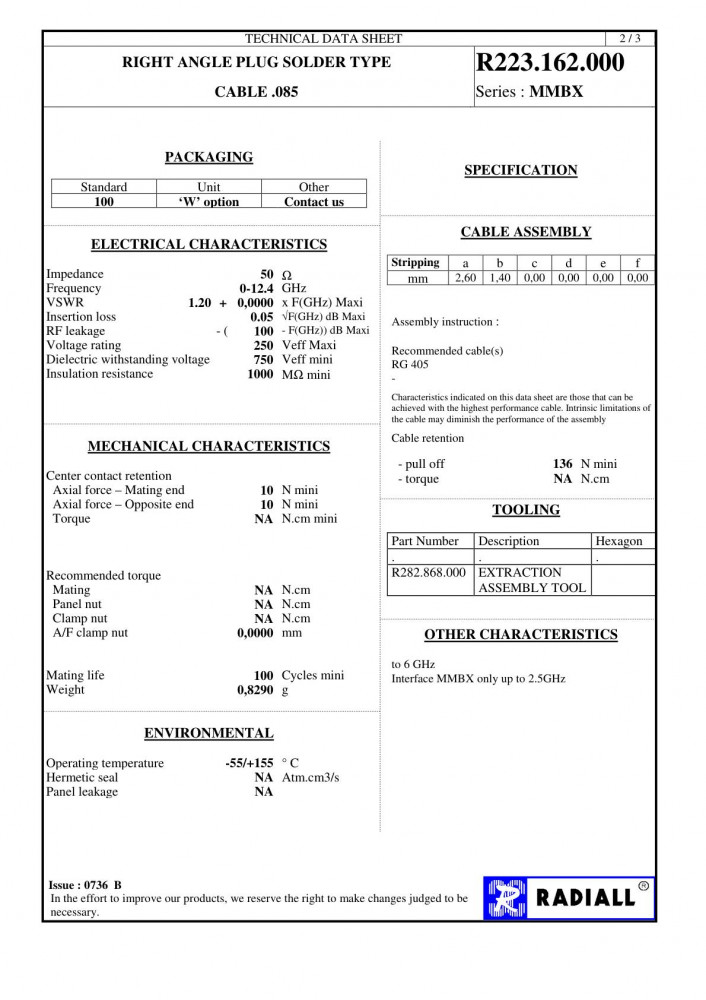 Radiall R223162000 technical document, page 2