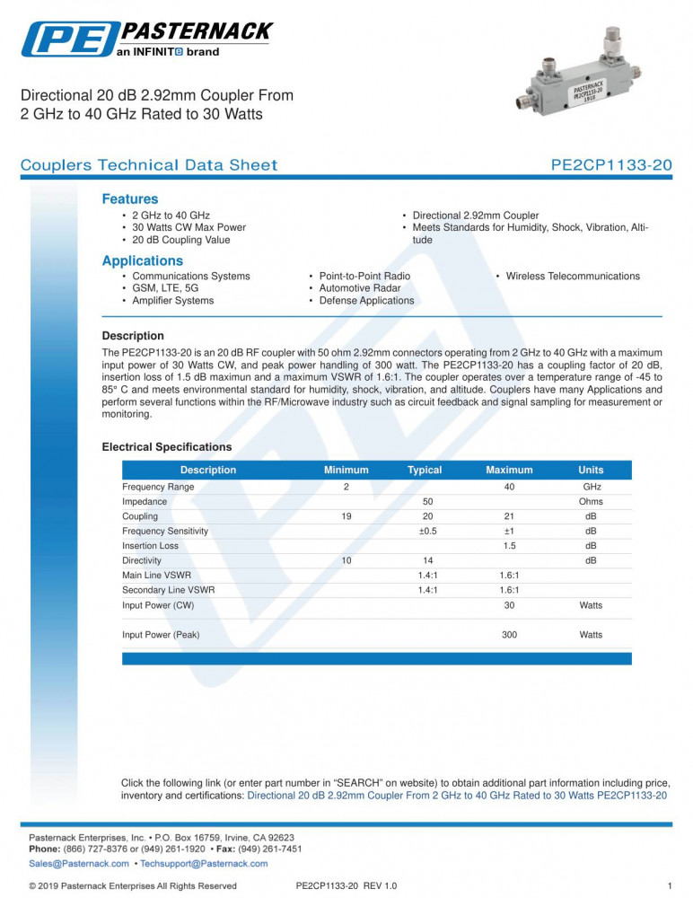 PE2CP1133-20 datasheet page 1