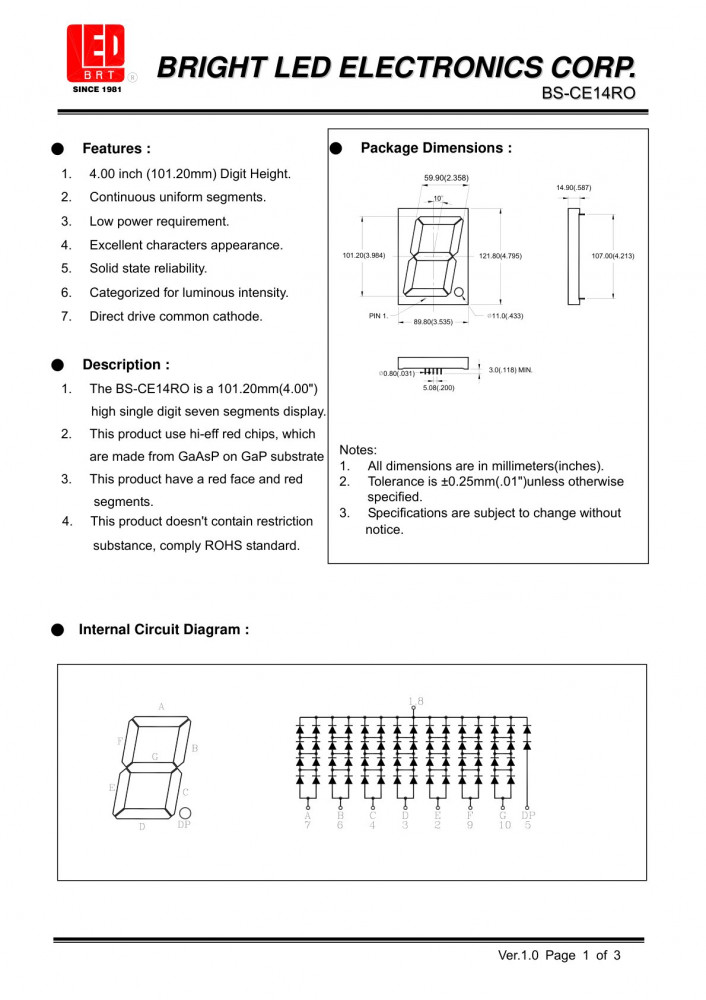 BS-CE14RO datasheet page 1