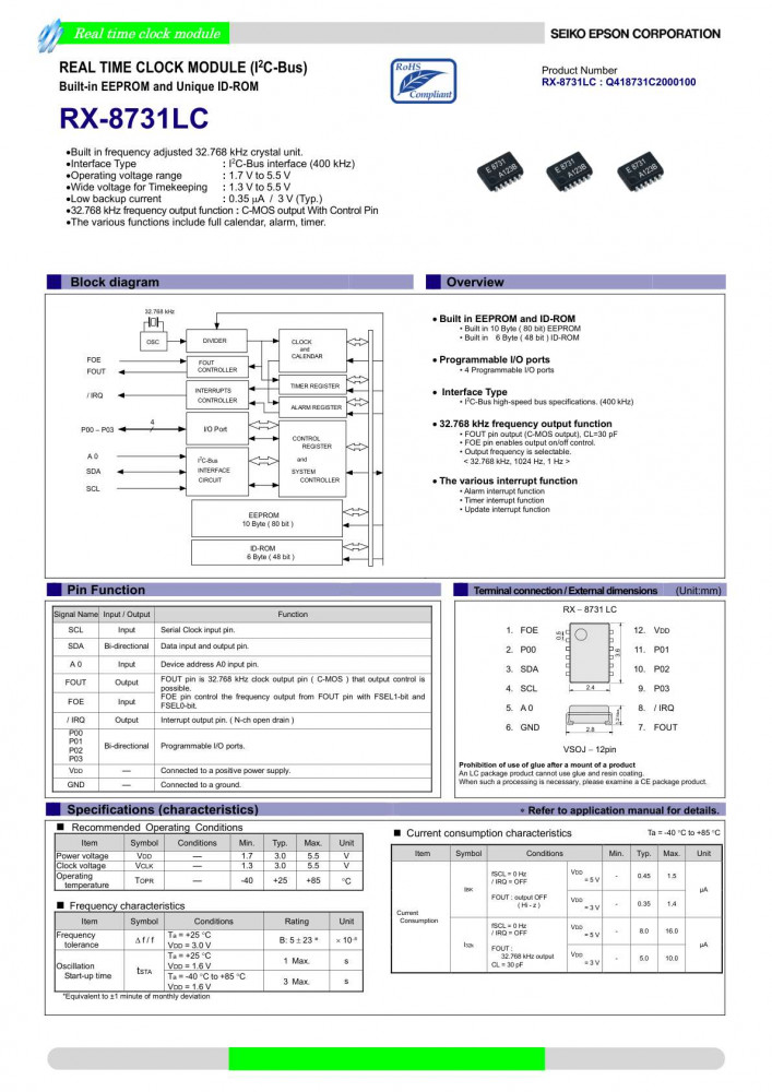 RX-8731LC datasheet page 1
