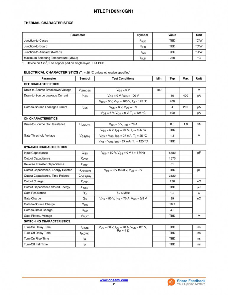 NTLEF1D0N10GN1 datasheet page 2