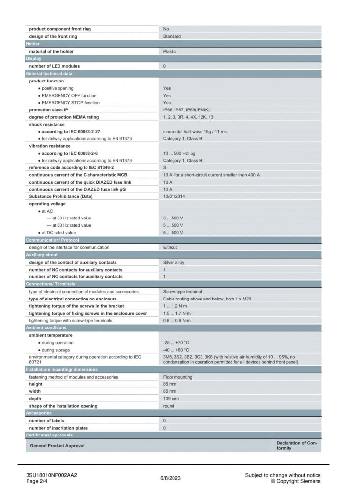 3SU18010NP002AA2 technical document page 2