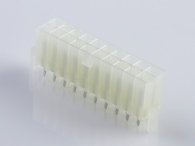 Mini-Fit Jr. Vertical Header, 4.20mm Pitch, Dual Row, 4 Circuits, with Snap-in Plastic Peg PCB Lock, Tin, Natural