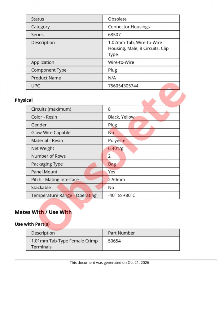 MOLEX 685070821 product document image, page 2