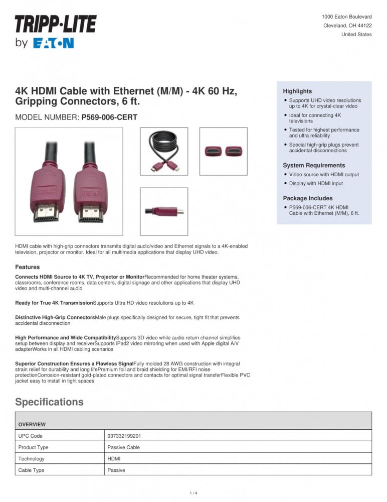 P569-006-CERT technical document page 1
