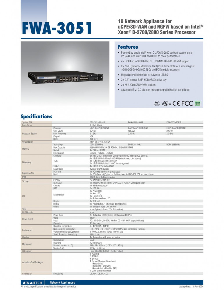ADVANTECH FWA-3051 technical document page 1