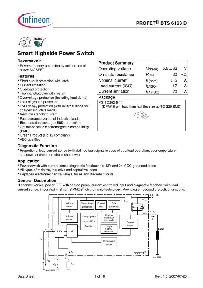 BTS6163D datasheet page 1