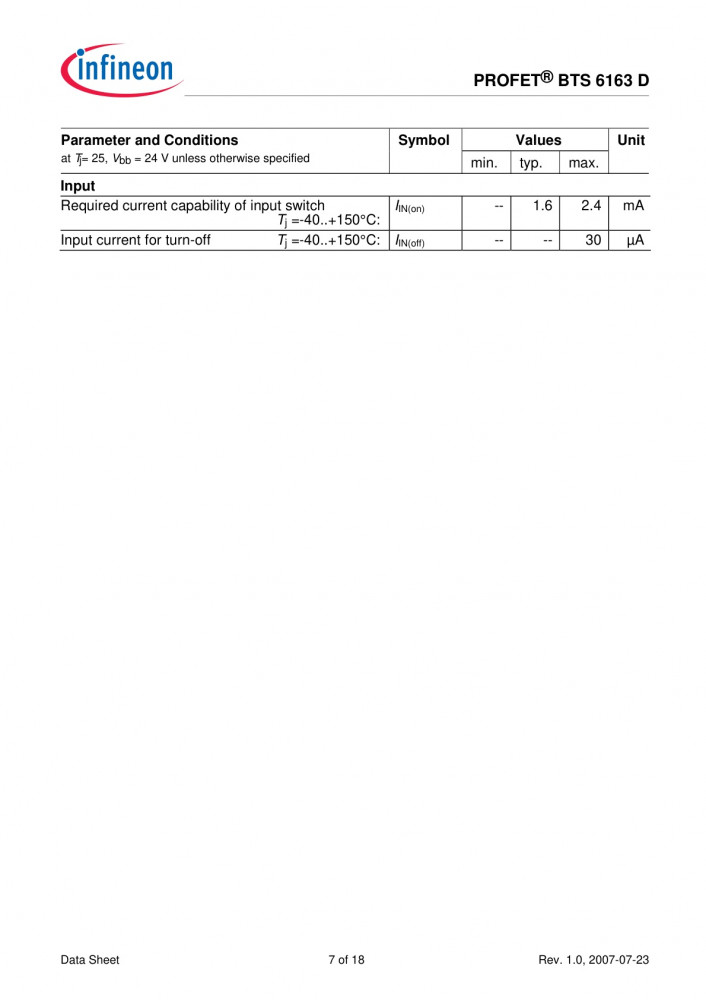 BTS6163D datasheet page 7