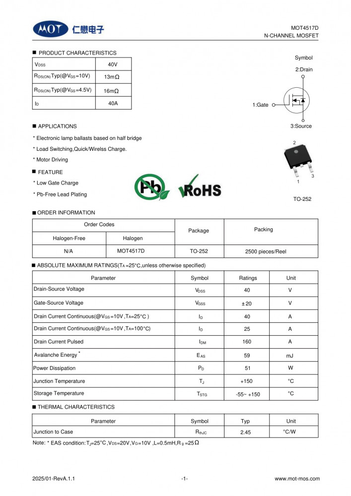 MOT4517D datasheet page 1