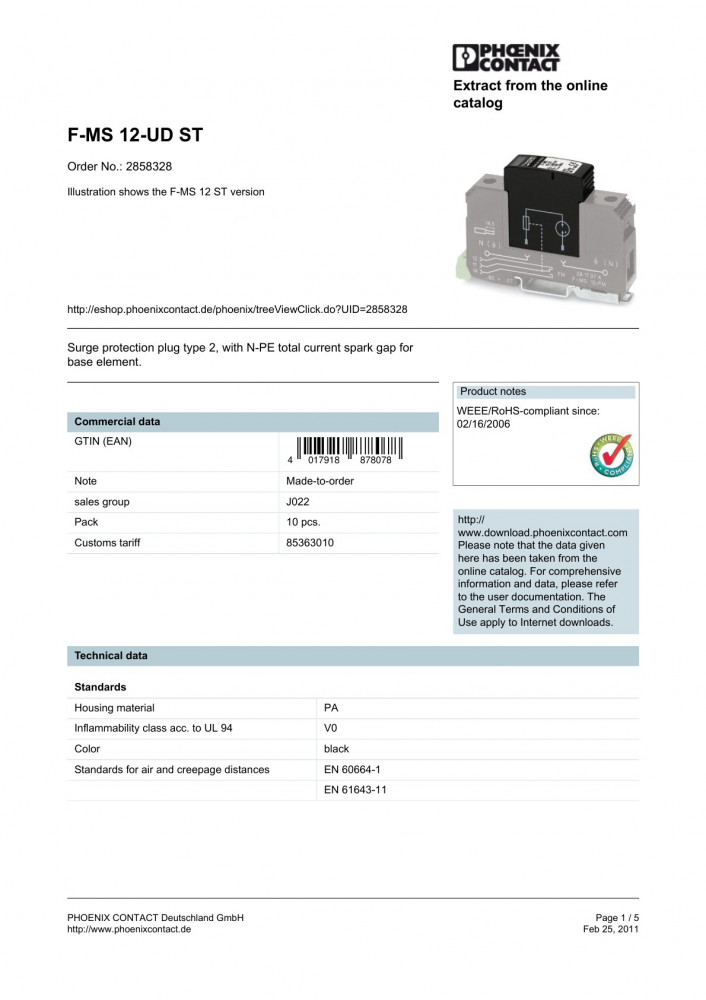 Phoenix Contact 2858328 technical document page 1