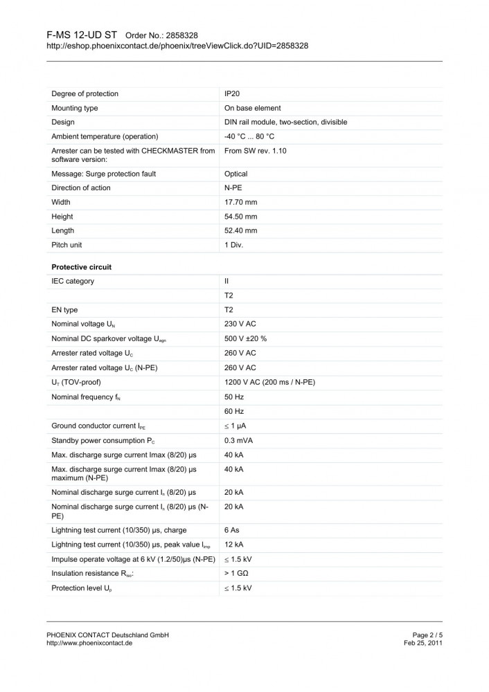 Phoenix Contact 2858328 technical document page 2