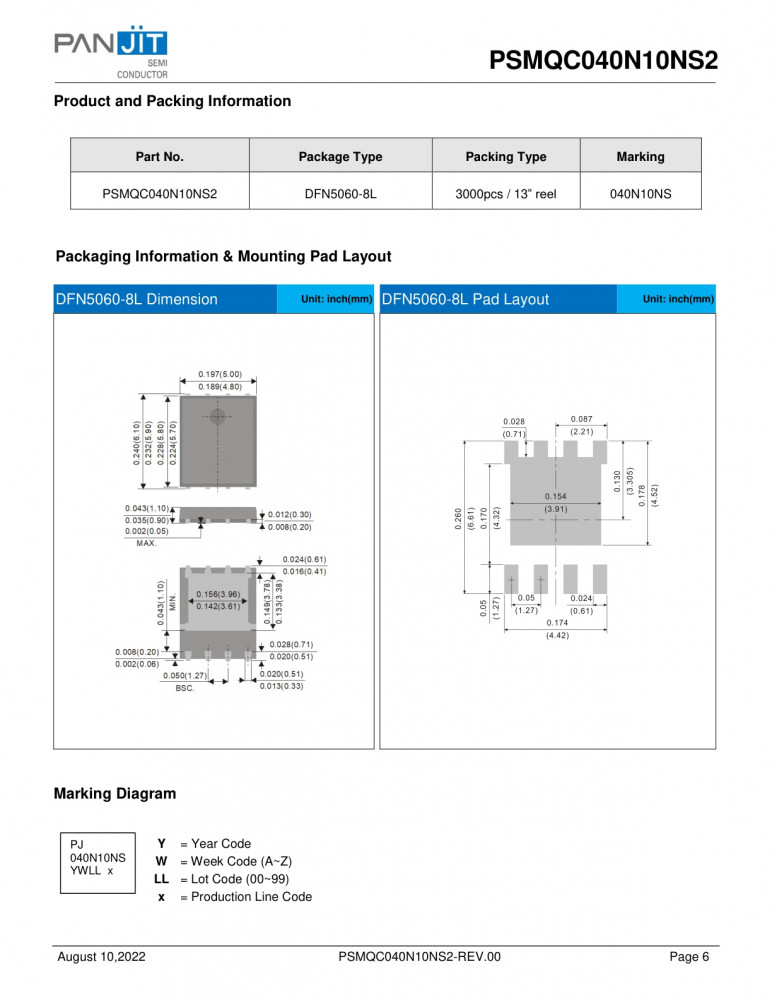 PANJIT PSMQC040N10NS2 datasheet page 6