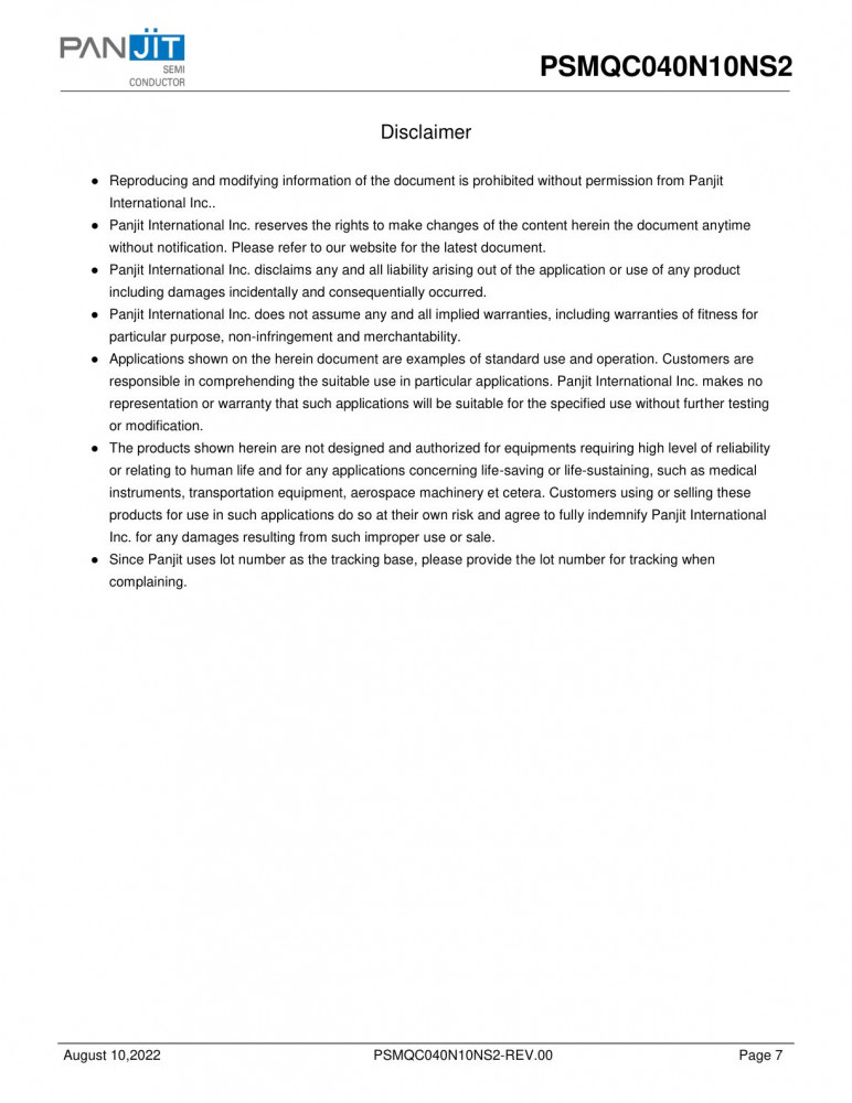 PANJIT PSMQC040N10NS2 datasheet page 7