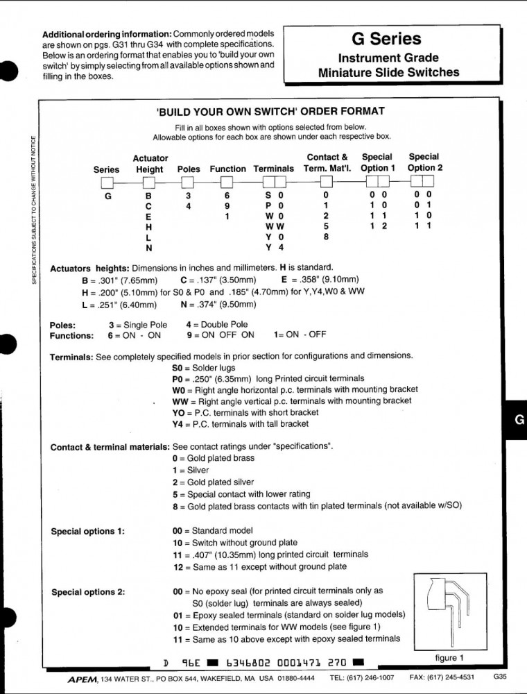 APEM G Series technical document page 5