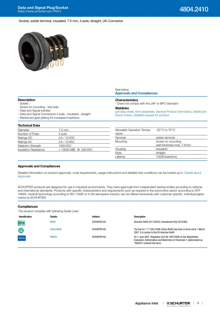 SCHURTER 4804.2410 technical document page 1