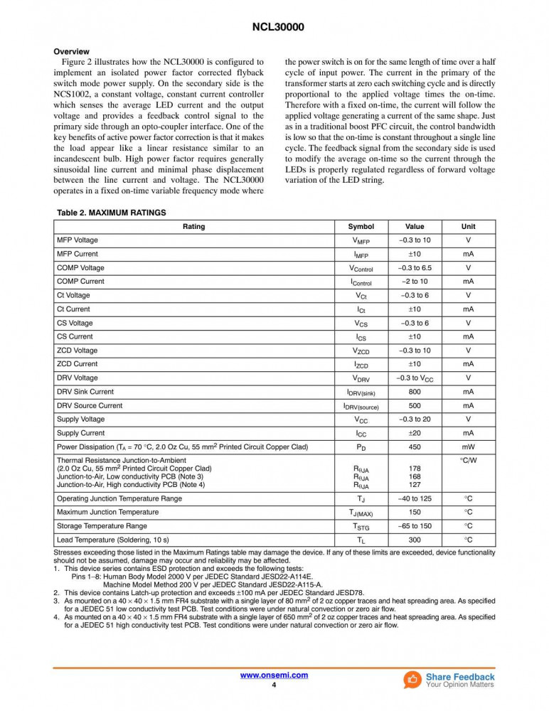 NCL30000 datasheet page 4