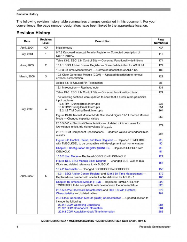 MC68HC908GR60A data sheet page 4