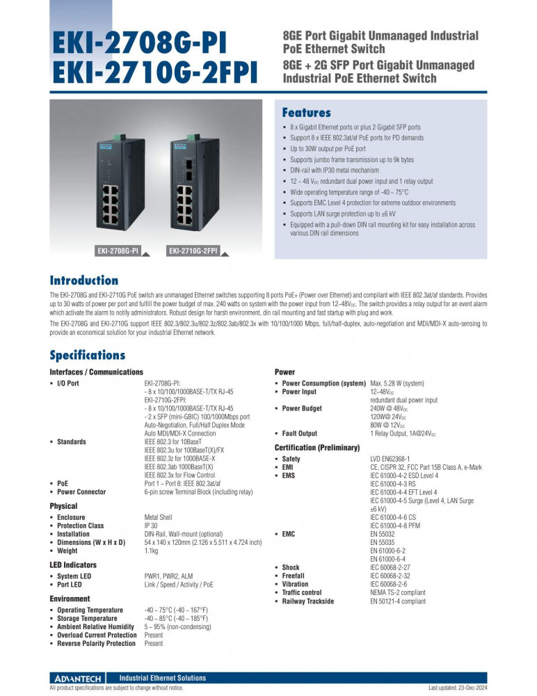 EKI-2710G-2FPI technical document image, page 1