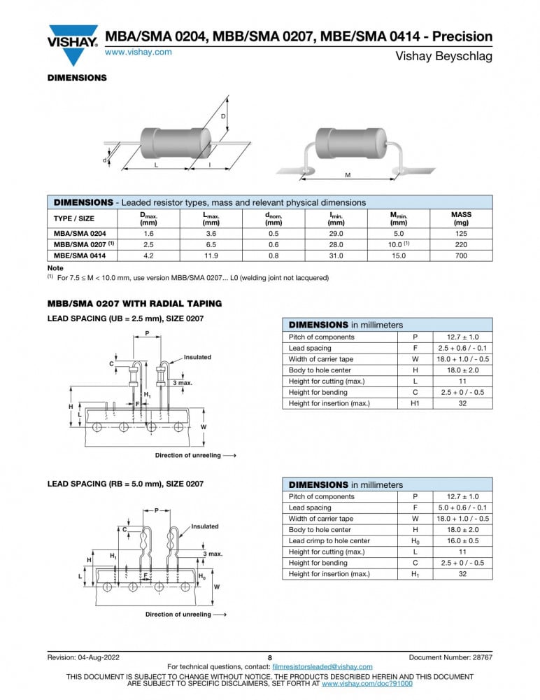 Vishay MBB0207VD2000BC100 datasheet page 8
