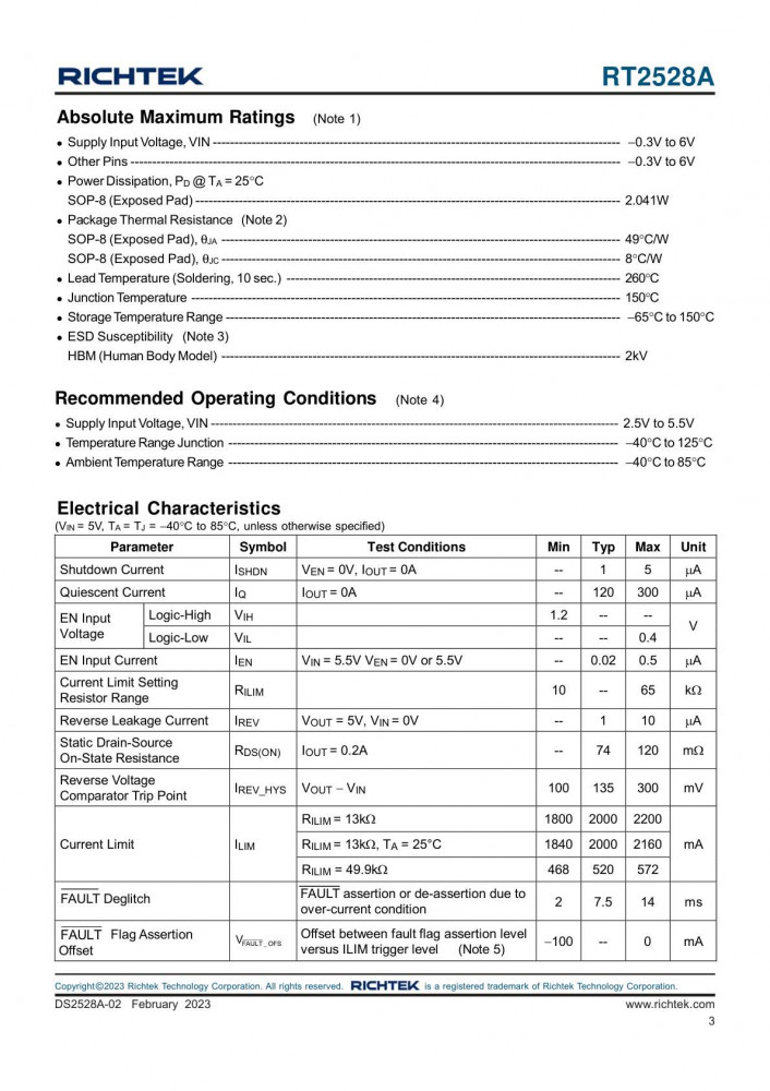 RT2528A datasheet page 3